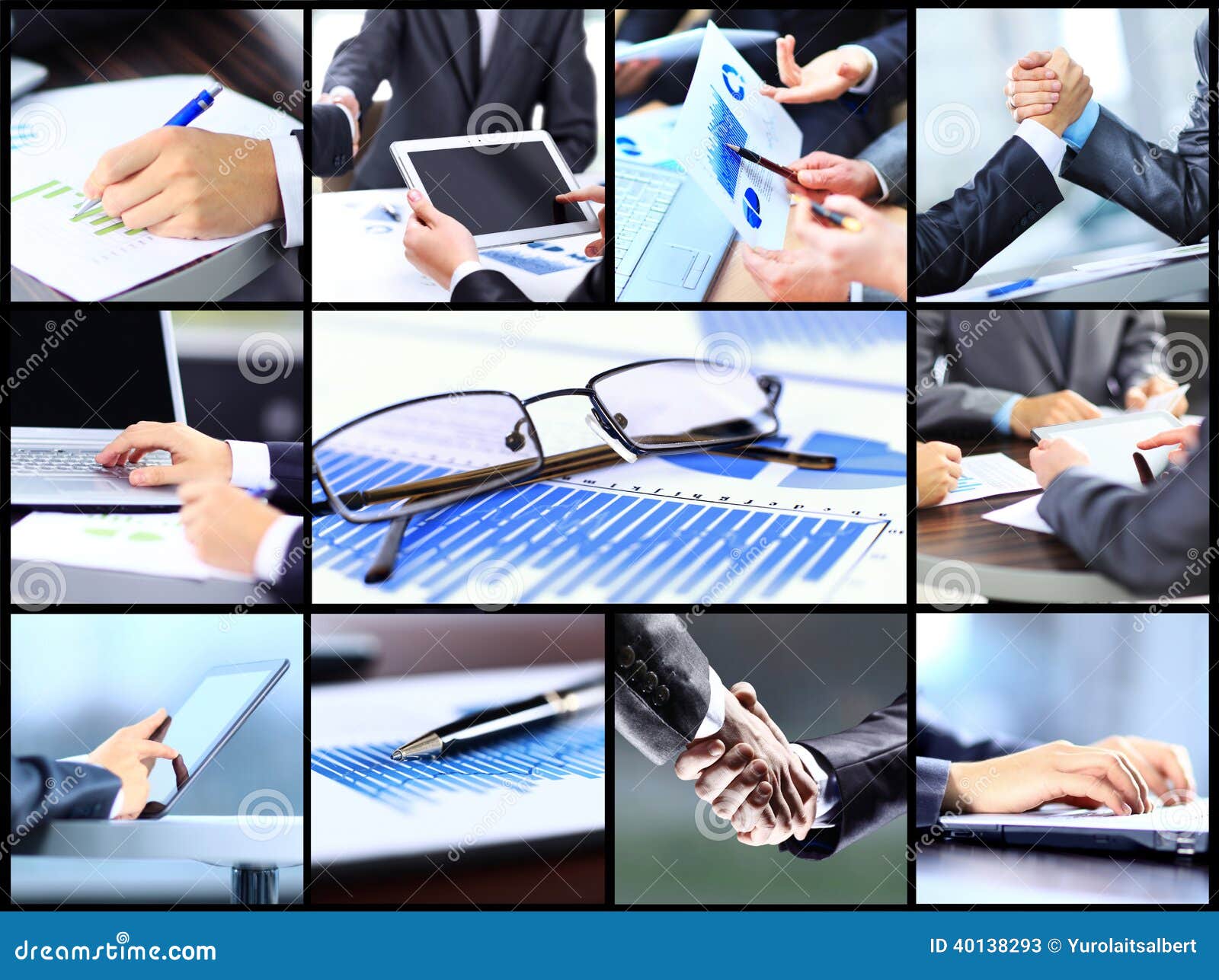 Collage with Businesspeople Working Stock Image - Image of notebook ...