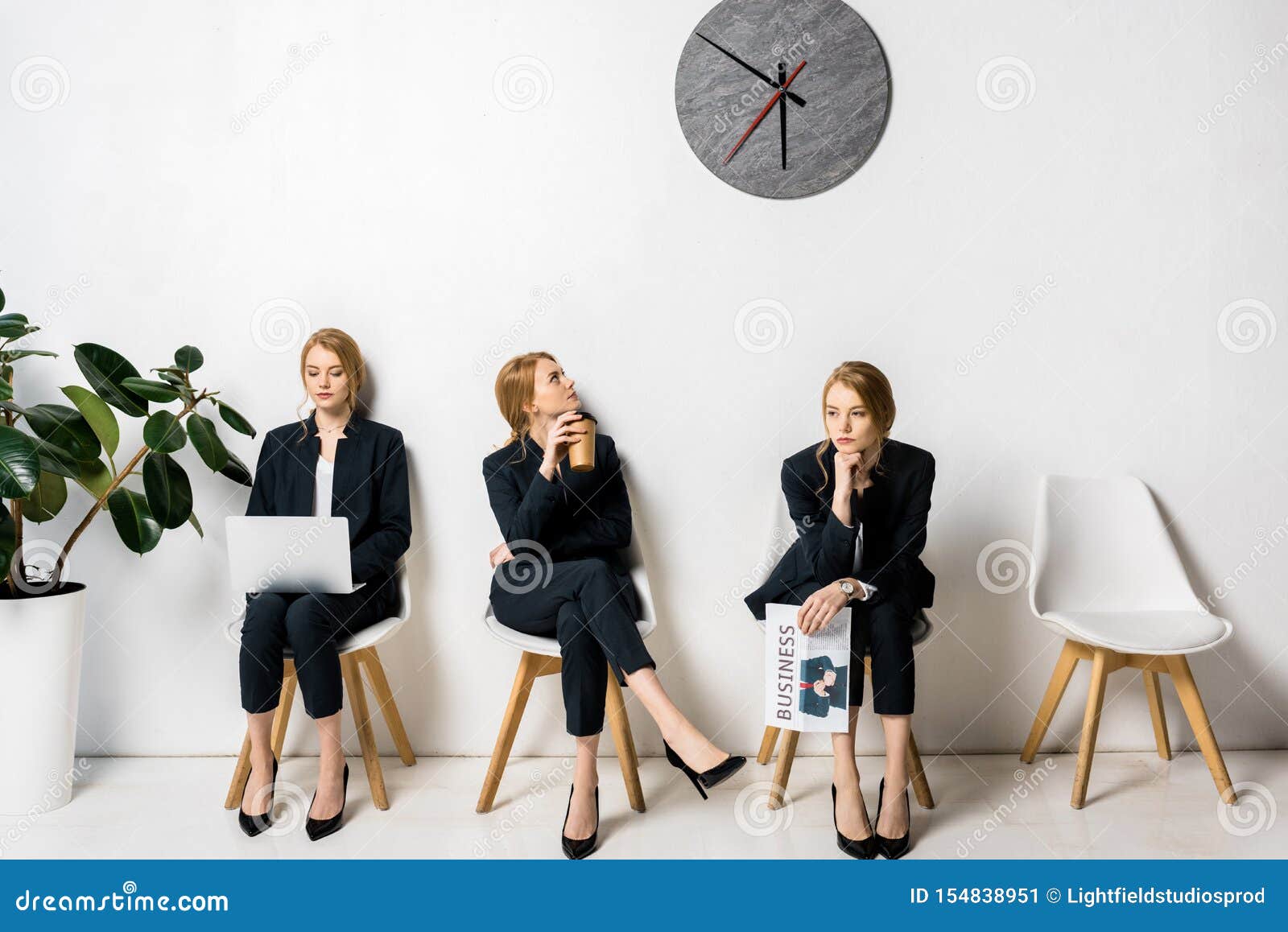 Collage of Businesswoman with Various Objects and Emotions Waiting ...