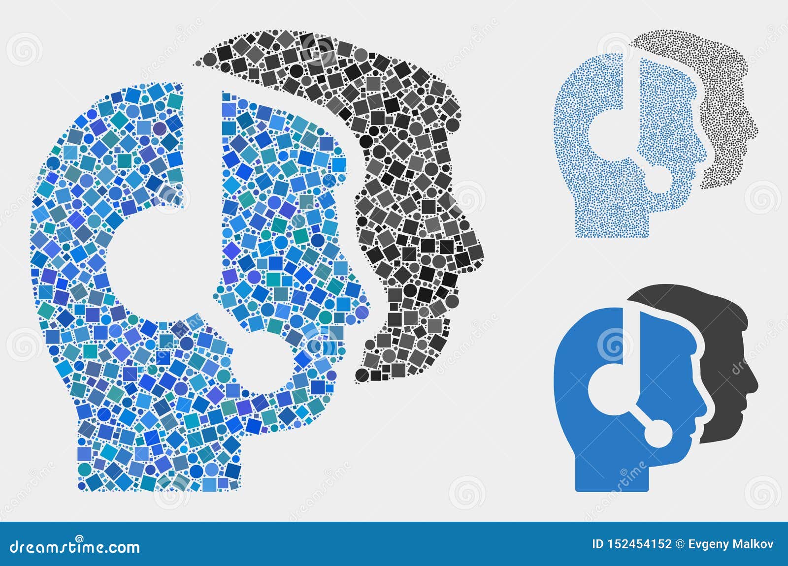 Call Center Icon Mosaics of Squares and Circles Stock Vector ...