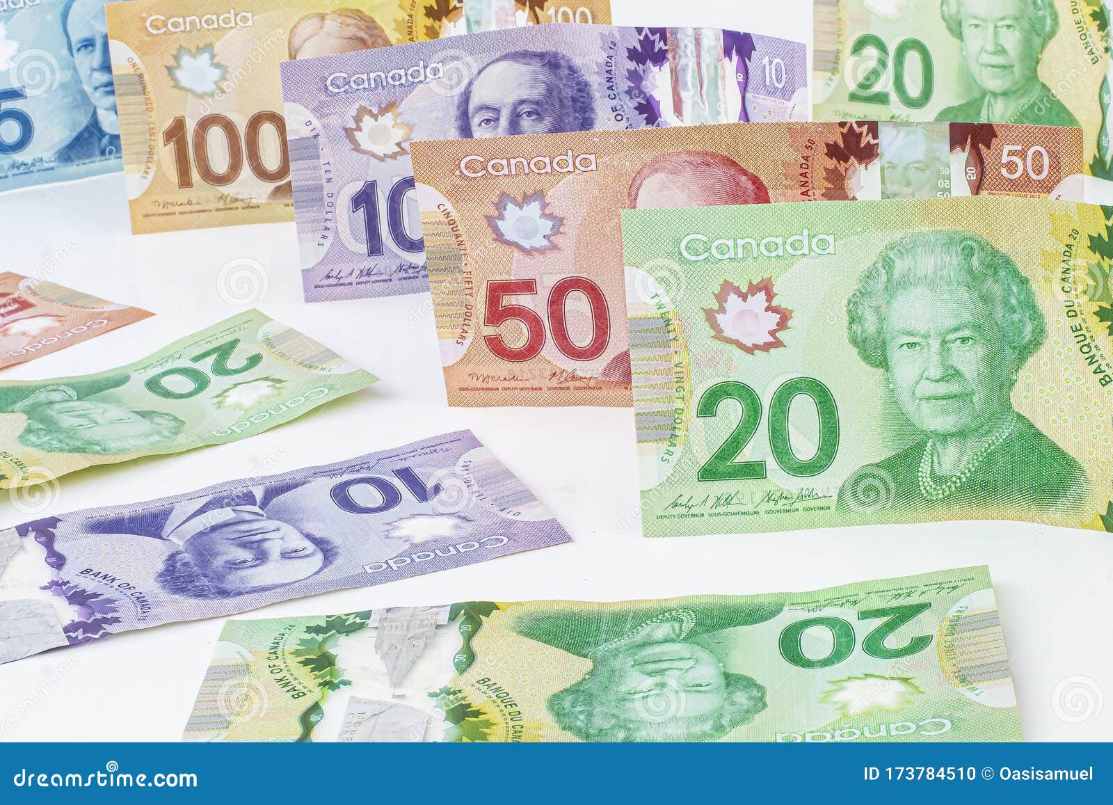 A Collage of Canadian Currency Bills Editorial Image - Image of ...