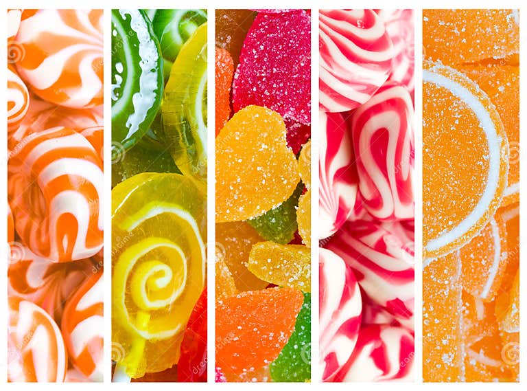 Collage of Candy and Sweets Stock Image - Image of lollipops, lolly ...