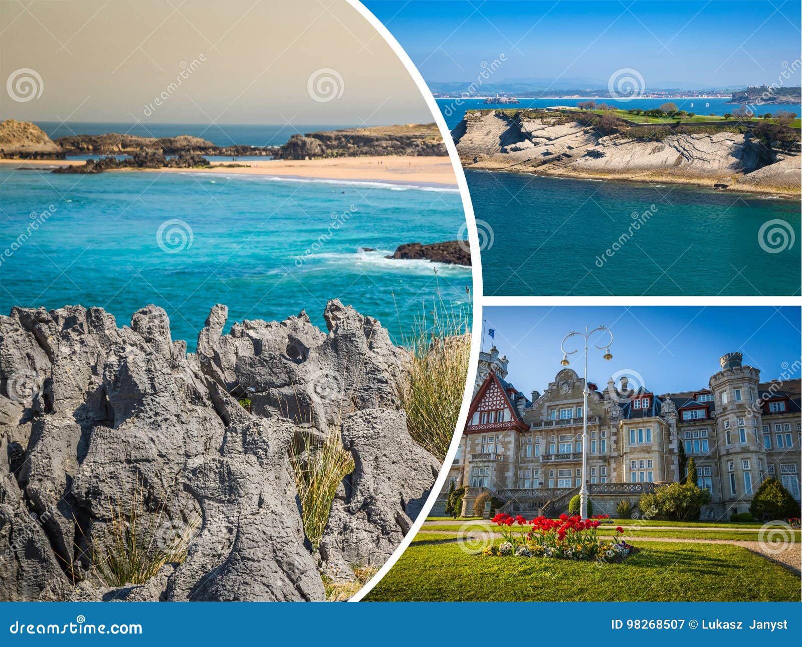 Collage of Cantabria Spain. Stock Image - Image of landscape ...