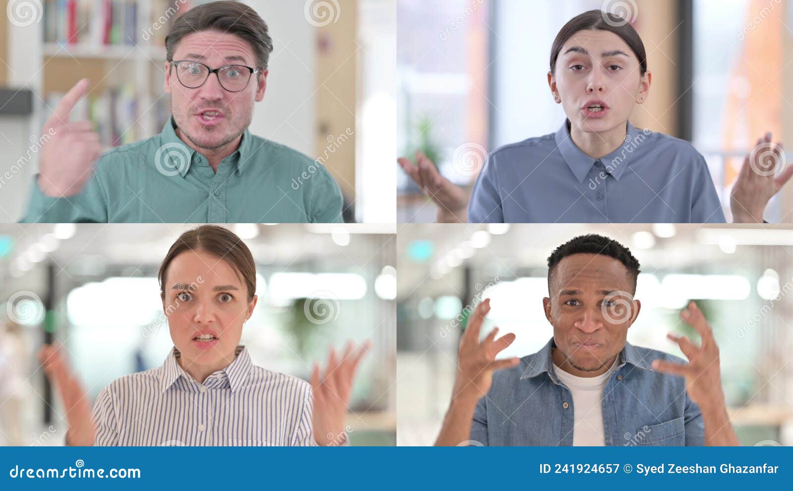 Collage of Casual People Feeling Angry, Fighting Stock Image - Image of ...