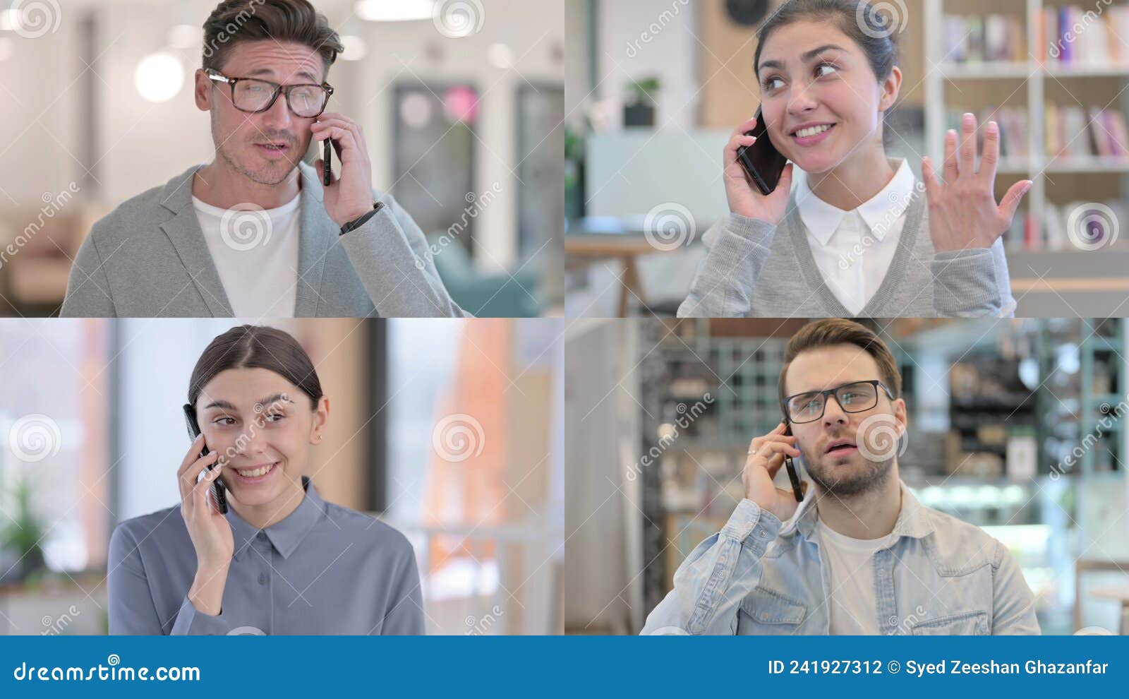 Collage of Casual People Talking on Smartphone, Phone Call Stock Photo ...