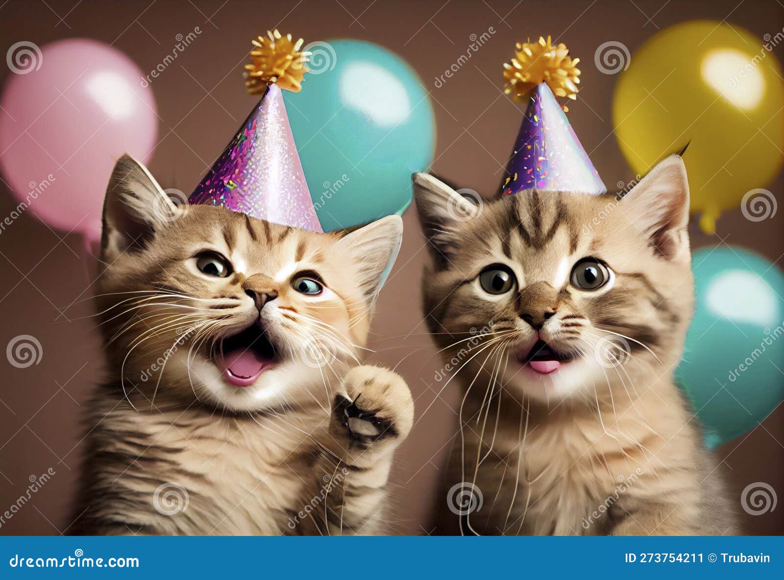 Collage of Cats Wearing Party Hat, Generative Ai Stock Illustration ...