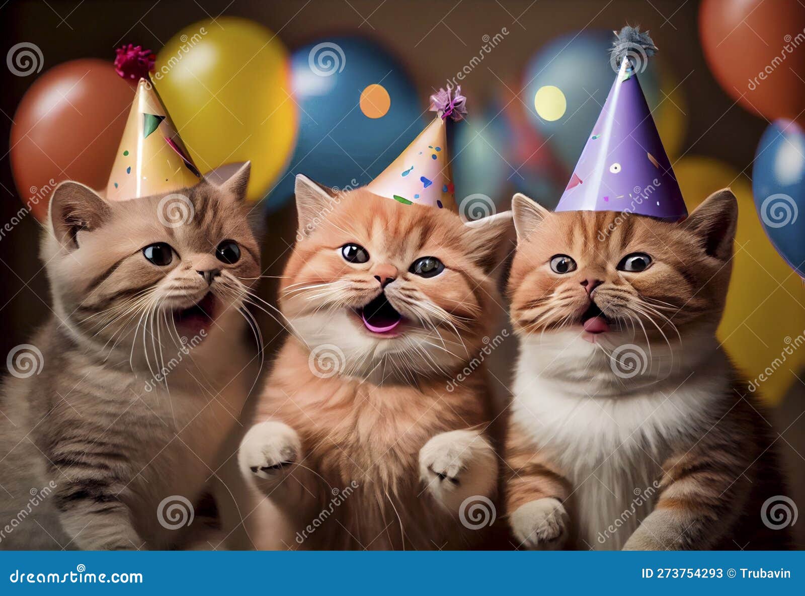 Collage of Cats Wearing Party Hat, Generative Ai Stock Illustration ...