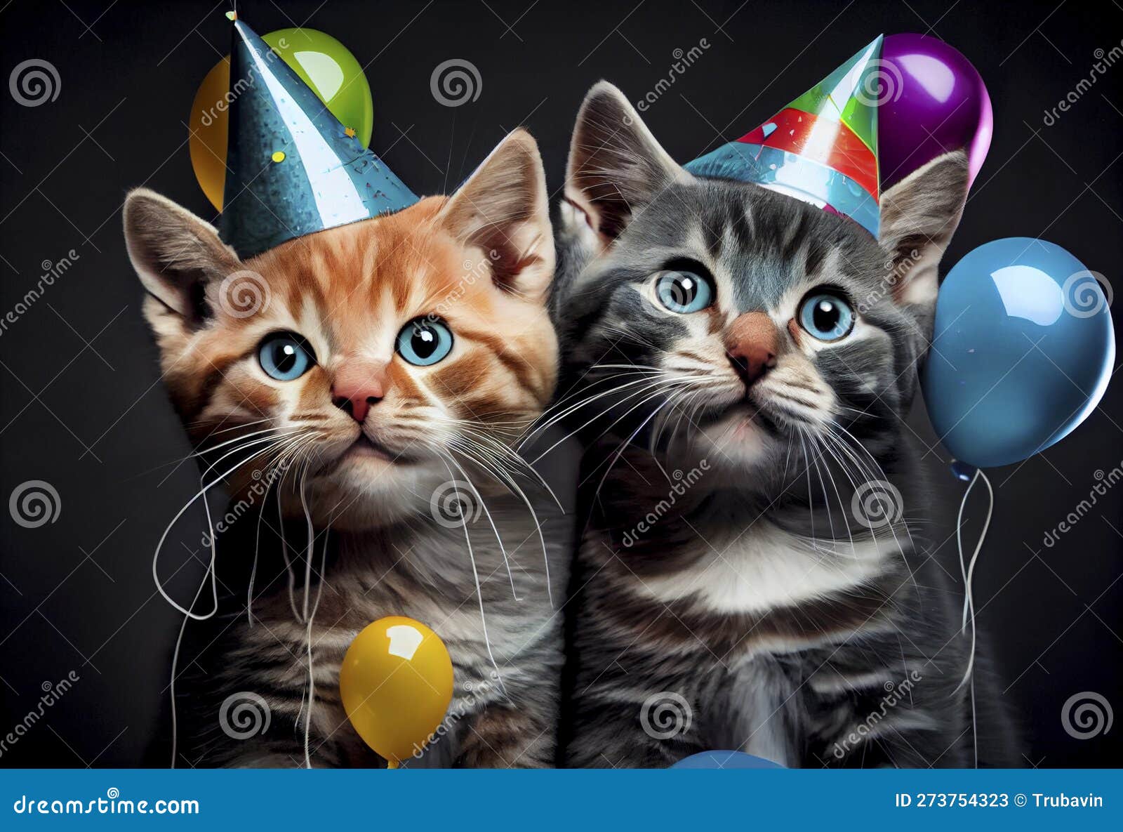 Collage of Cats Wearing Party Hat, Generative Ai Stock Illustration ...