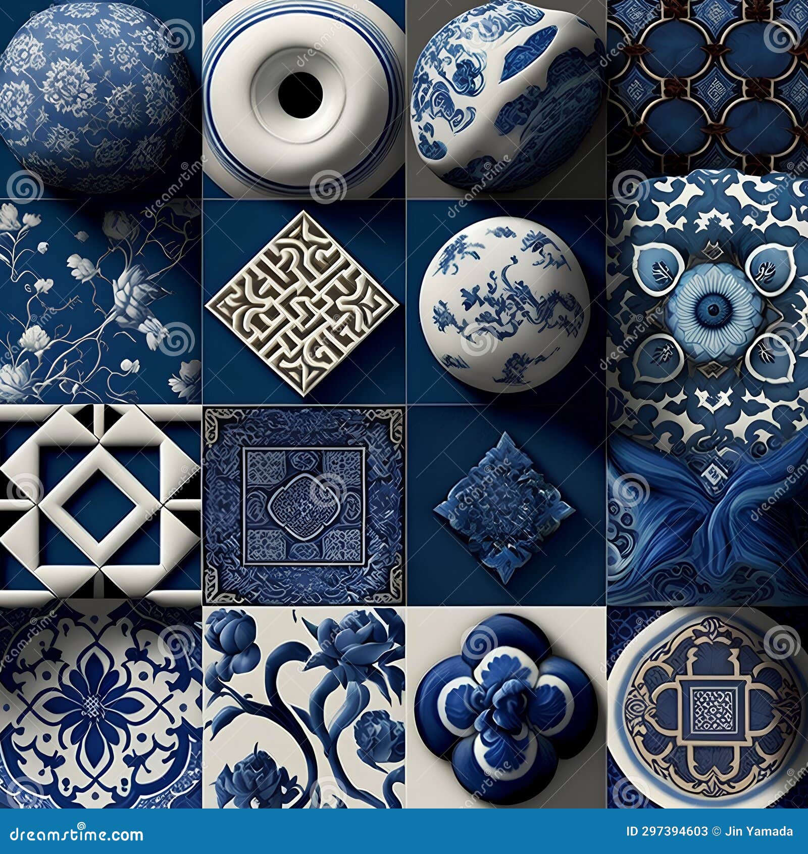 Collage of Ceramic Tiles. Collection of Ceramic Tiles in Oriental Style ...