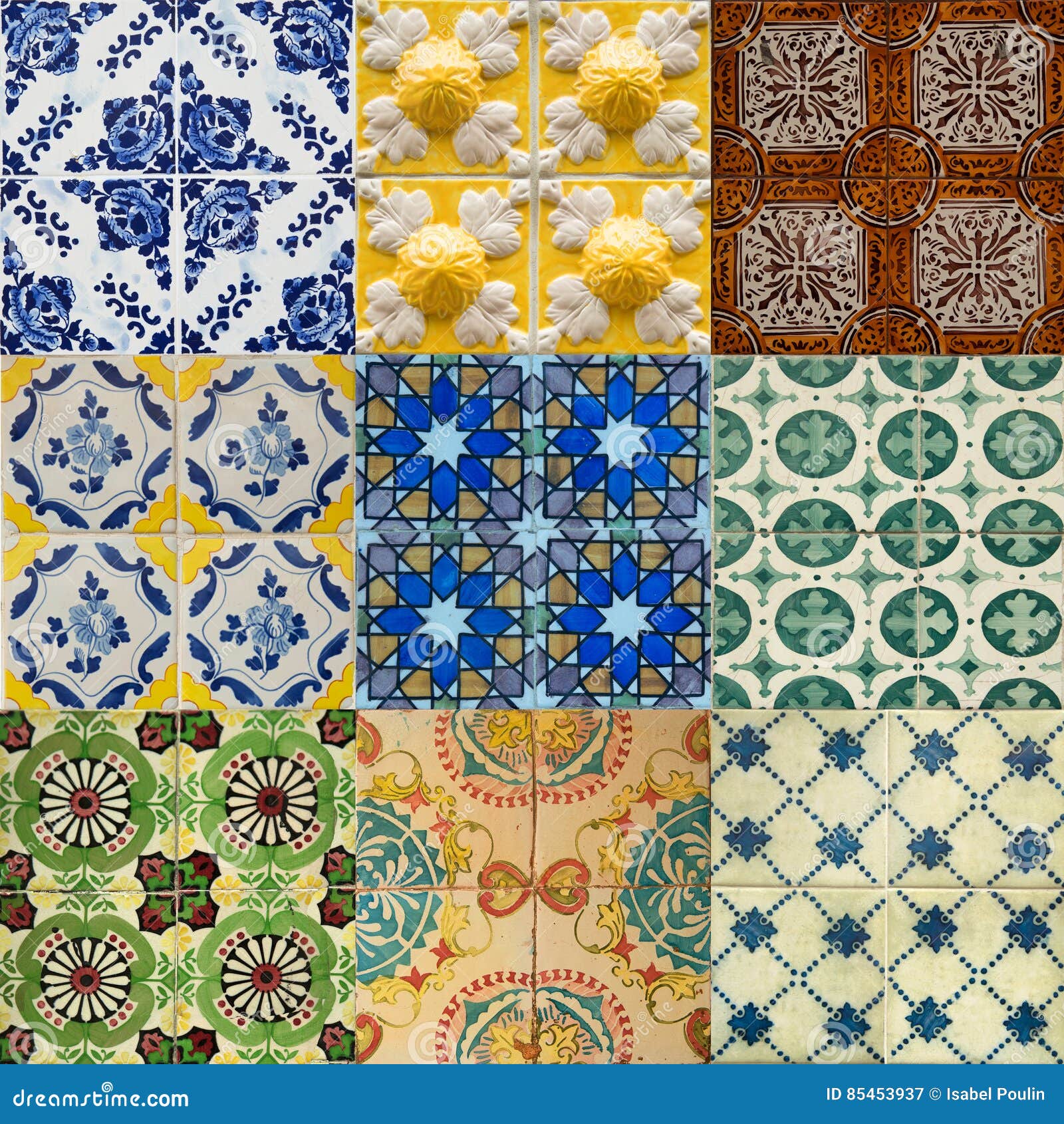 Collage of Ceramic Tiles from Portugal Stock Image - Image of mosaic ...