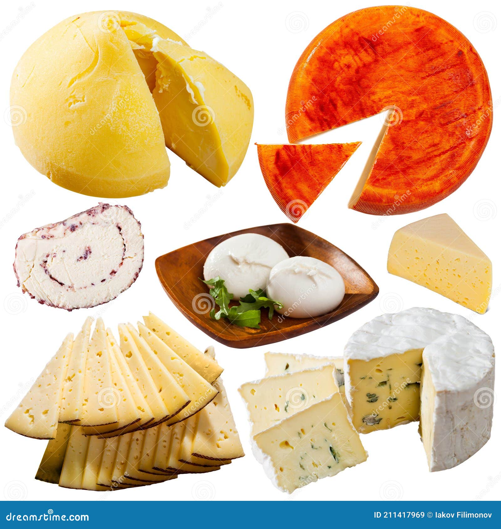 Collage of Cheeses Isolated on White Stock Image - Image of variety ...