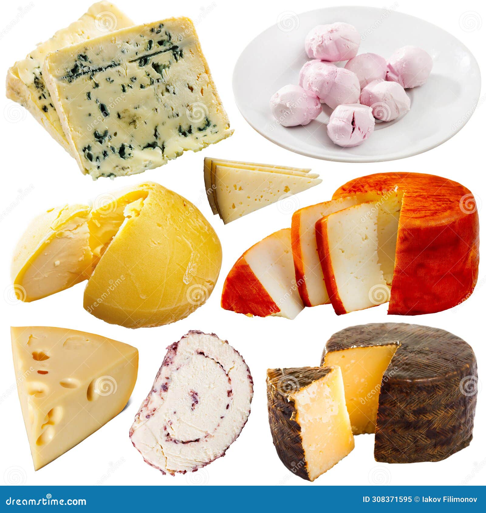 Collage of Cheeses Isolated on White Stock Image - Image of chevre ...