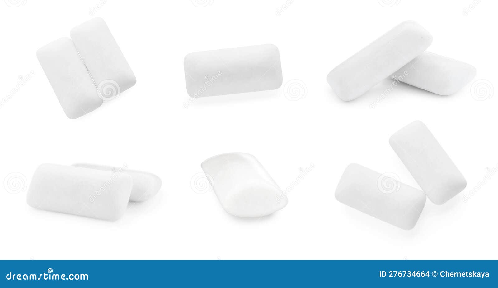 Collage with Chewing Gum Pads on White Background Stock Photo - Image ...