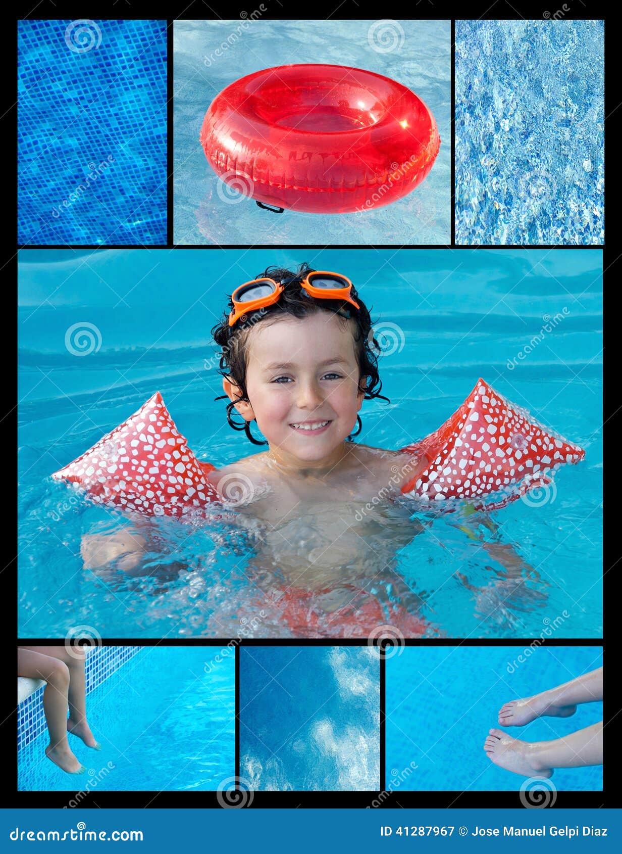 Collage of a Child in the Pool Stock Image - Image of person, childhood ...