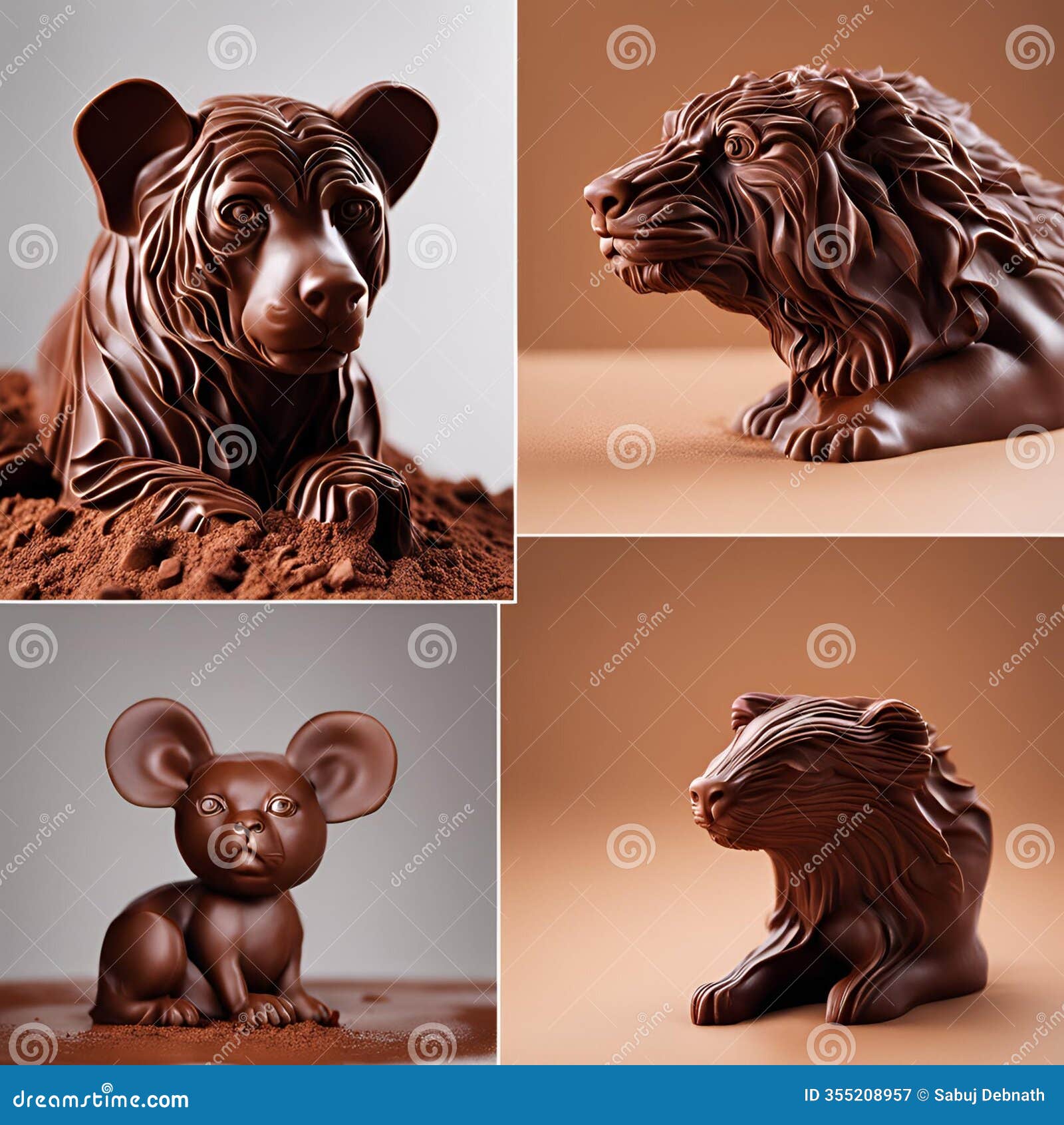 A Collage of Chocolate Animals Stock Illustration - Illustration of ...