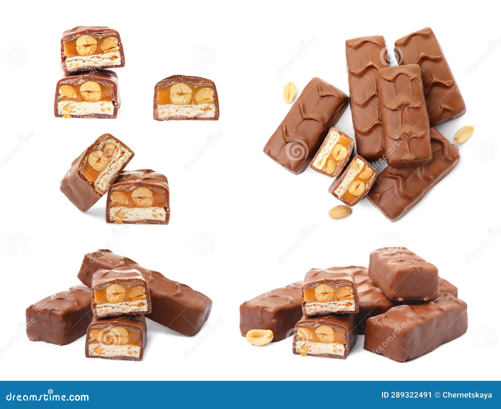 Collage with Chocolate Bars Isolated on White Stock Image - Image of ...
