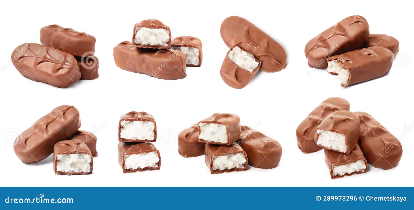 Collage with Chocolate Bars Isolated on White Stock Photo - Image of ...