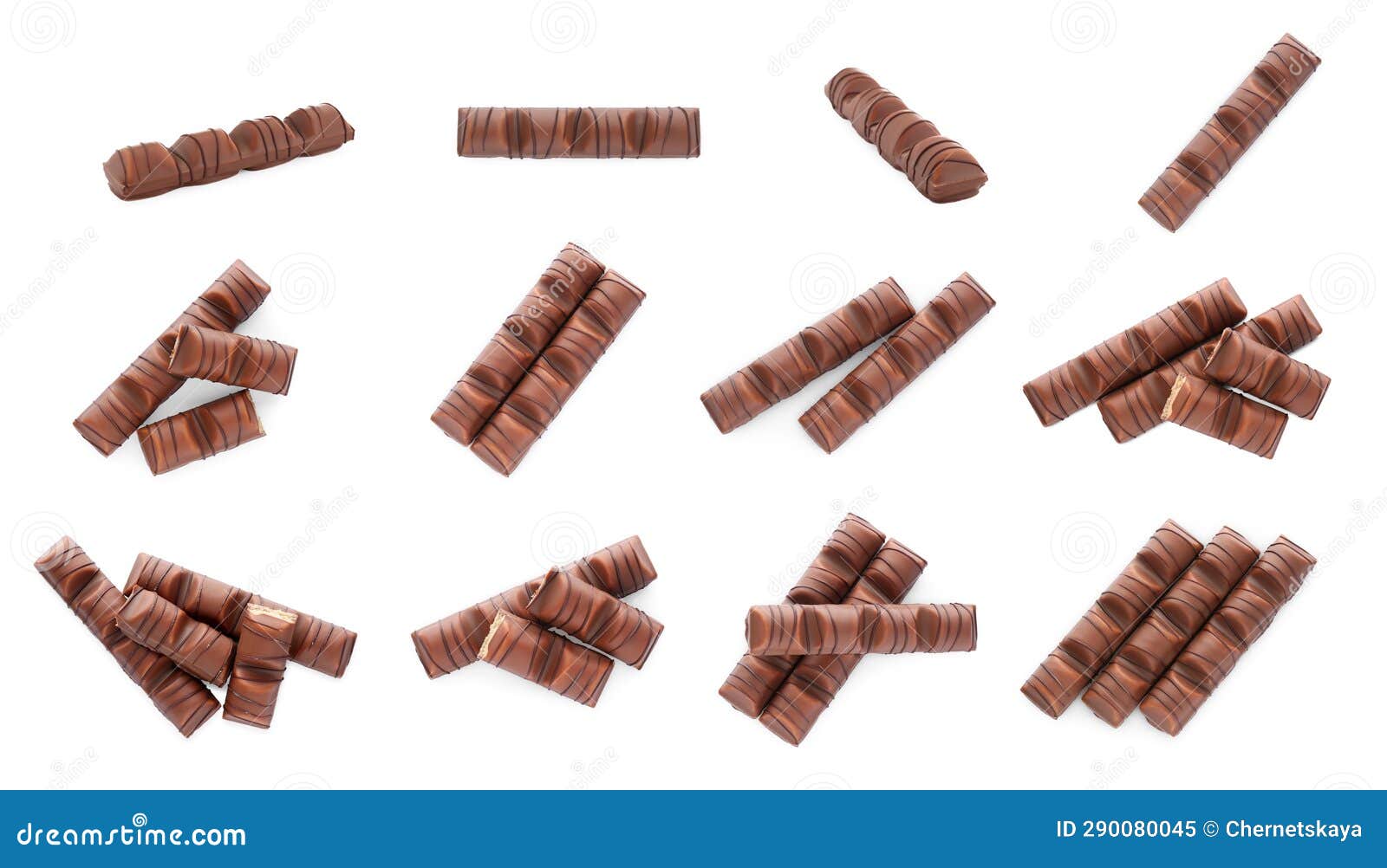 Collage with Chocolate Bars Isolated on White Stock Image - Image of ...