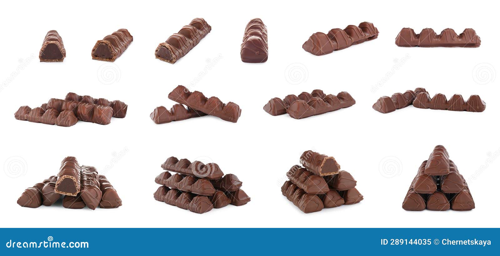 Collage with Chocolate Bars Isolated on White Stock Image - Image of ...