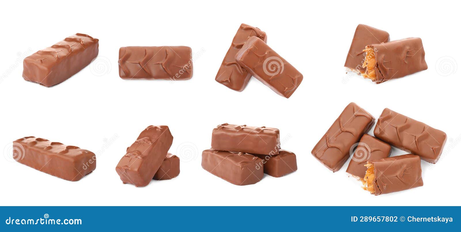 Collage with Chocolate Bars Isolated on White Stock Photo - Image of ...