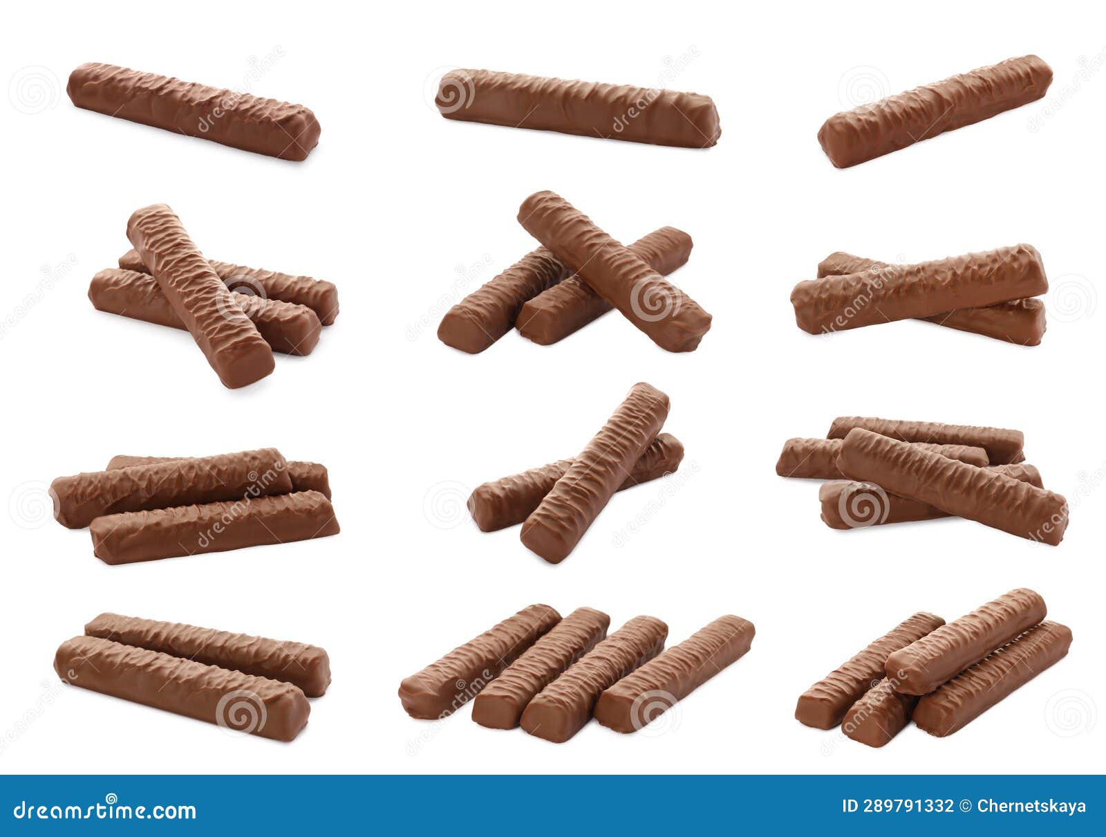 Collage with Chocolate Bars Isolated on White Stock Photo - Image of ...