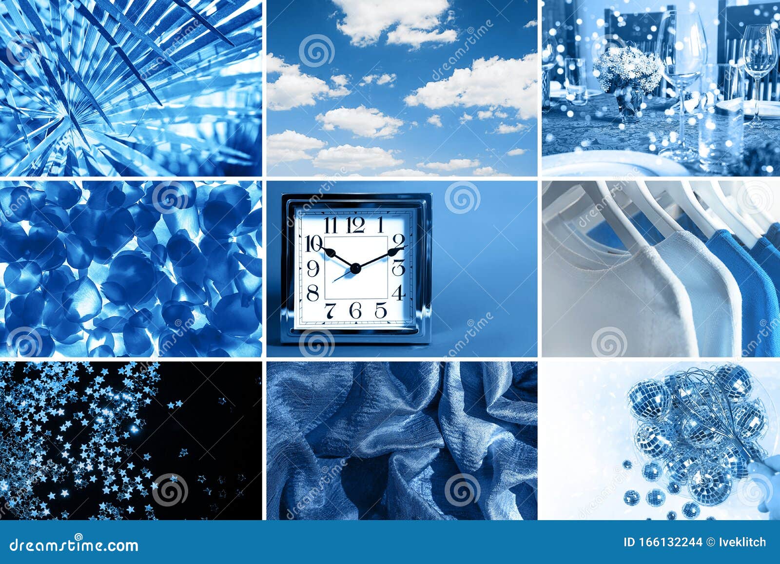 Collage with Classic Blue Color of the Year 2020. Stock Photo - Image ...