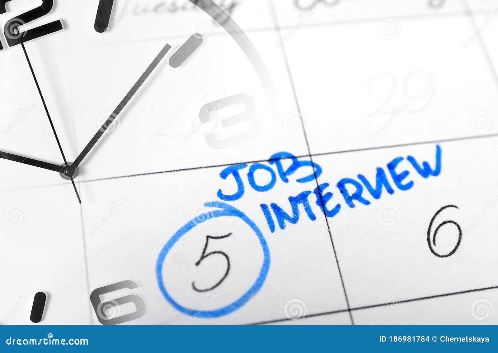 Clock and Calendar with Text JOB INTERVIEW Stock Photo - Image of ...