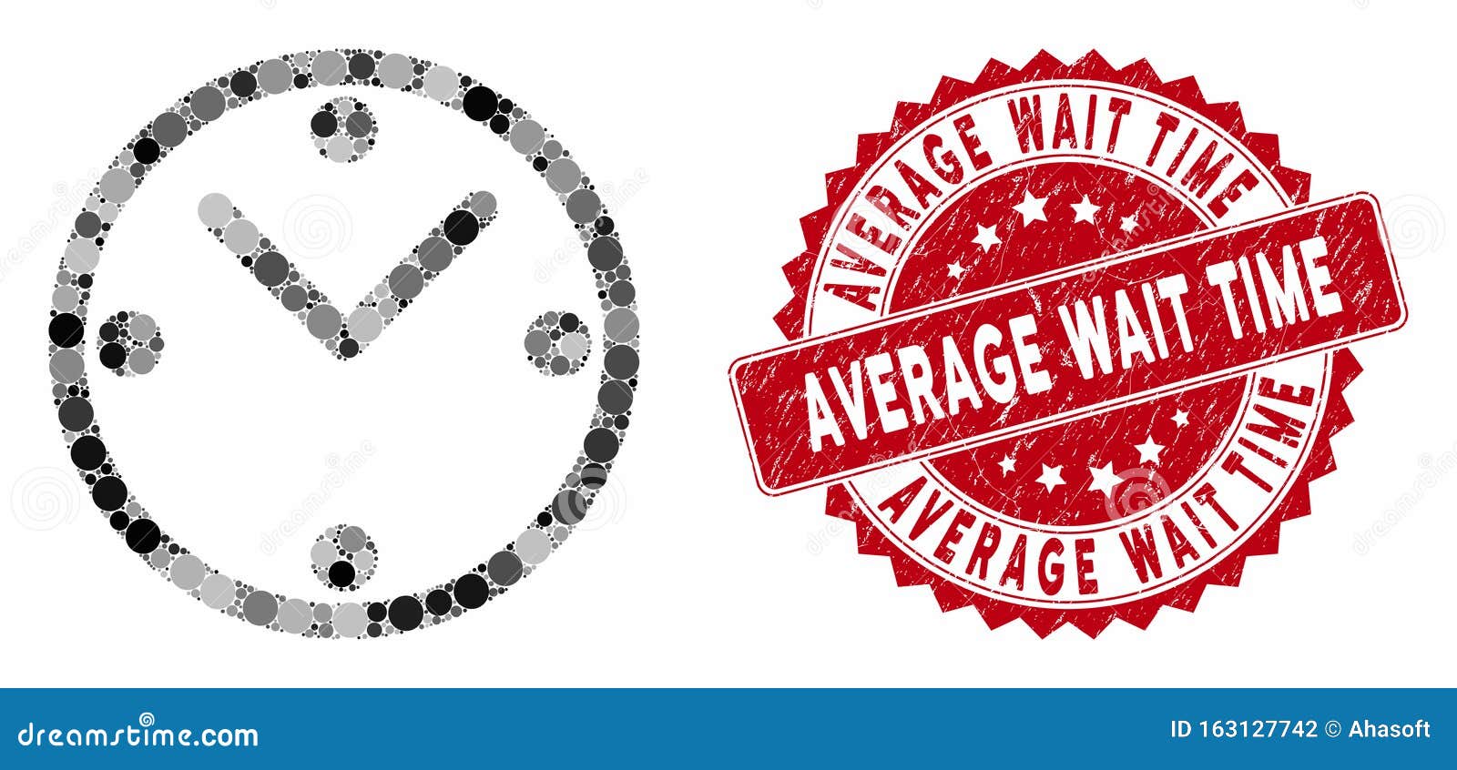 Collage Clock with Distress Average Wait Time Seal Stock Illustration ...