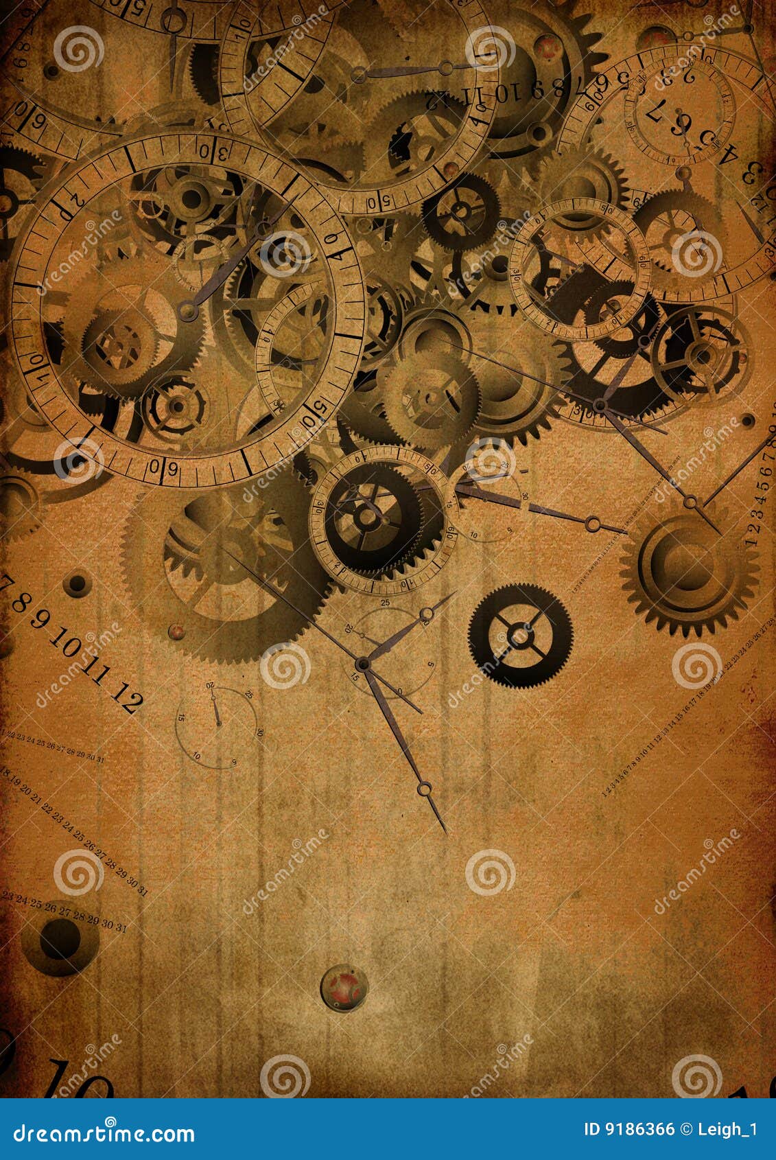 Collage of Clocks on Vintage Background Stock Illustration ...