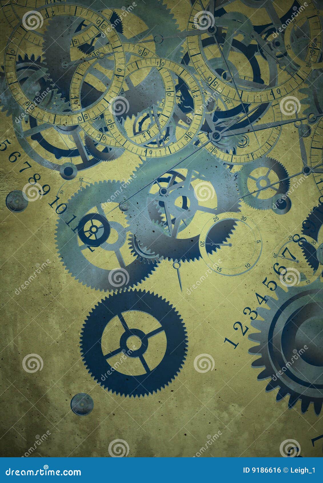 Collage of Clocks on Vintage Background Stock Illustration ...