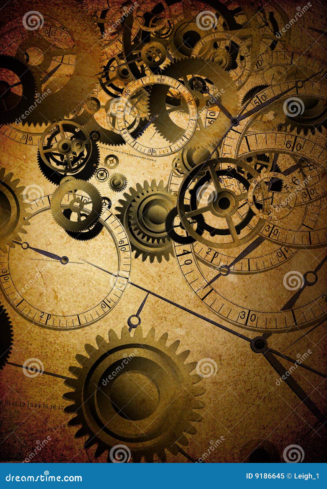 Collage of Clocks on Vintage Background Stock Illustration ...