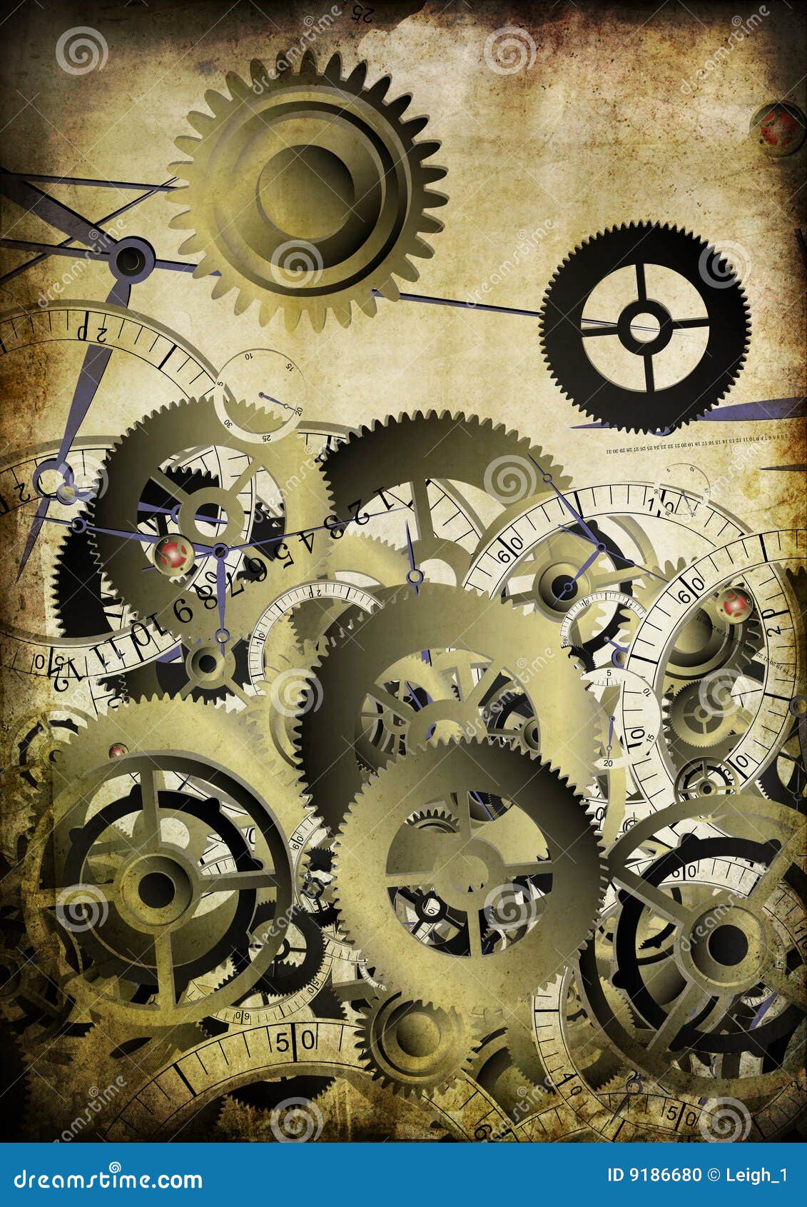 Collage of Clocks on Vintage Background Stock Illustration ...