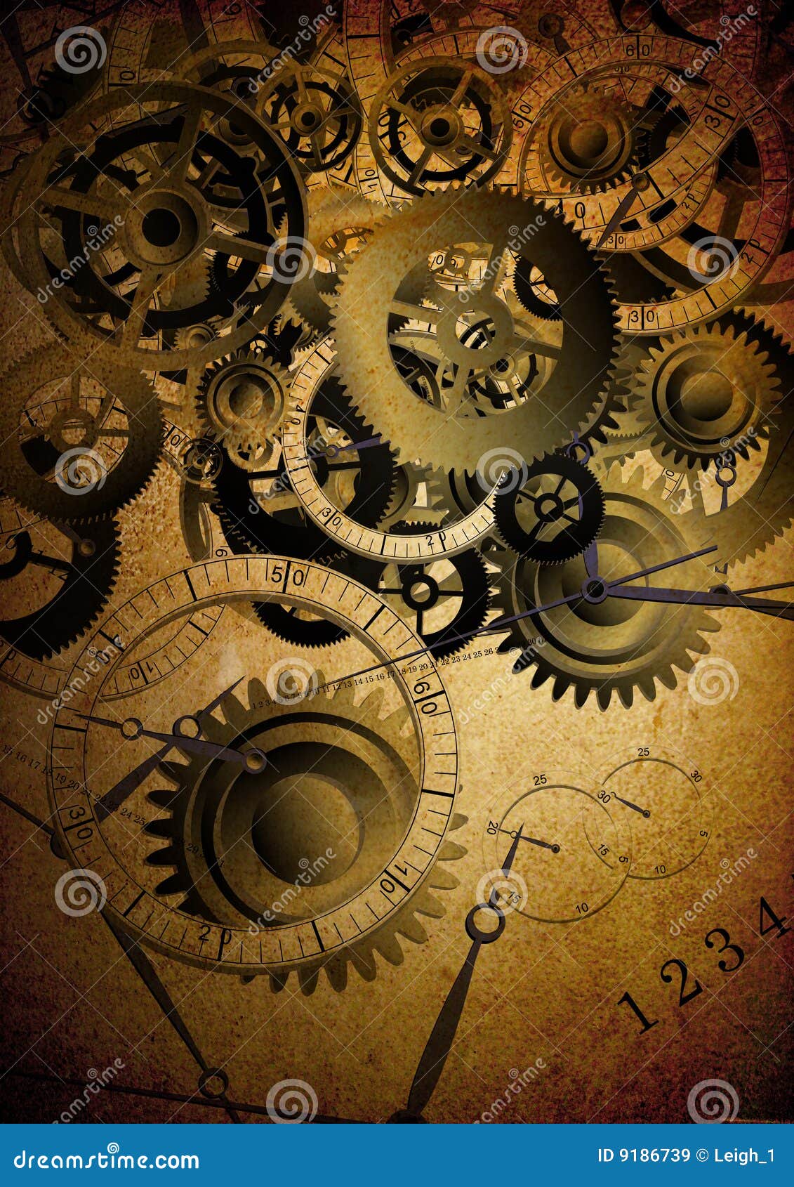 Collage of Clocks on Vintage Background Stock Illustration ...