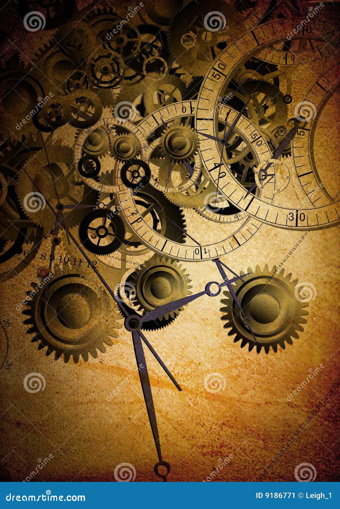 Collage of Clocks on Vintage Background Stock Illustration ...