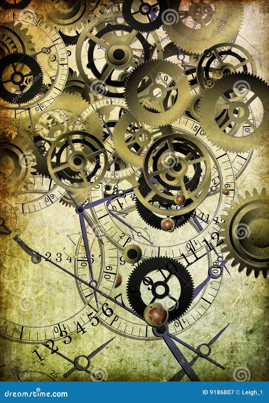 Collage of Clocks on Vintage Background Stock Illustration ...