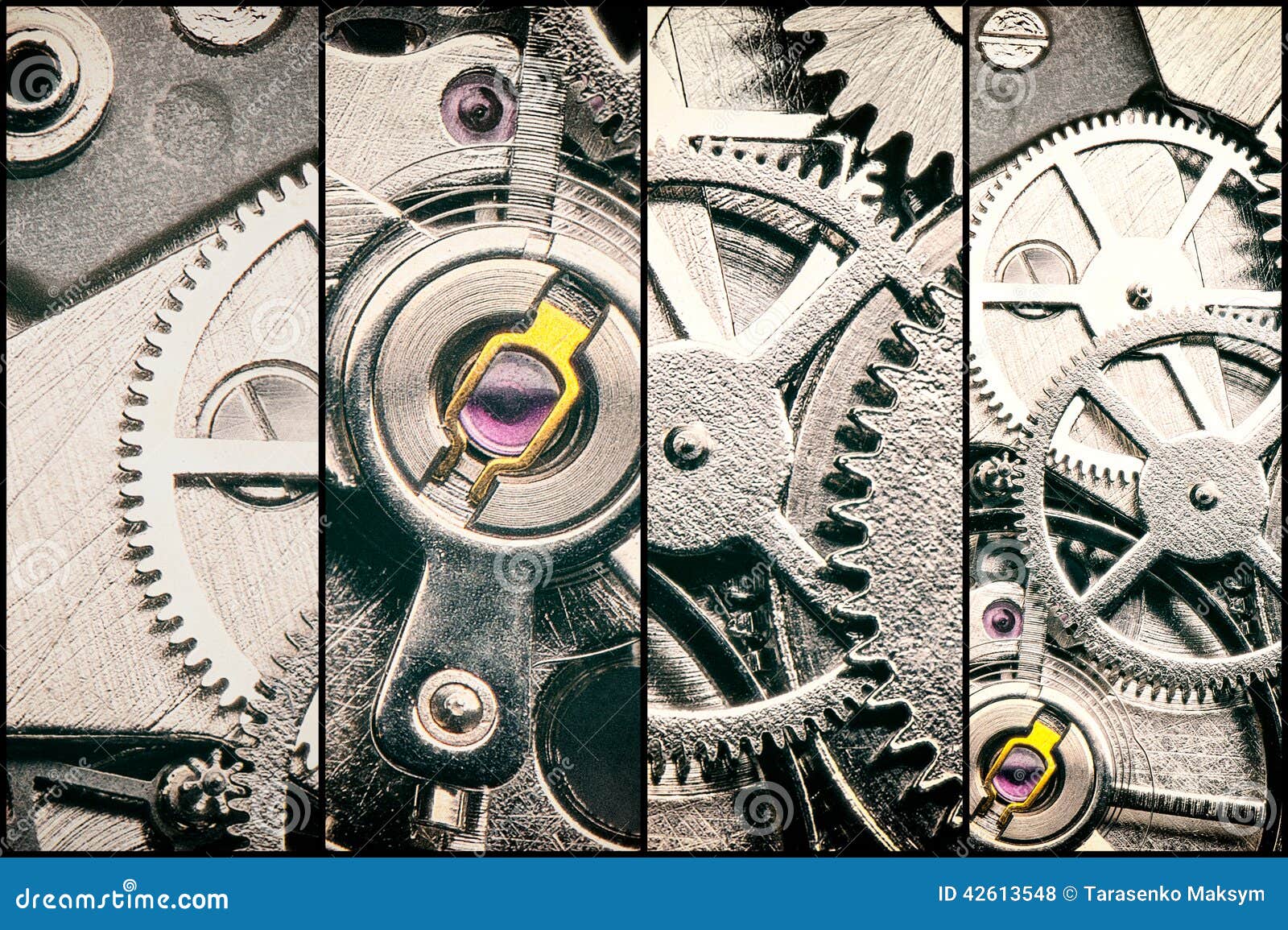 Collage with Clockworks in Vintage Style Stock Photo - Image of cover ...