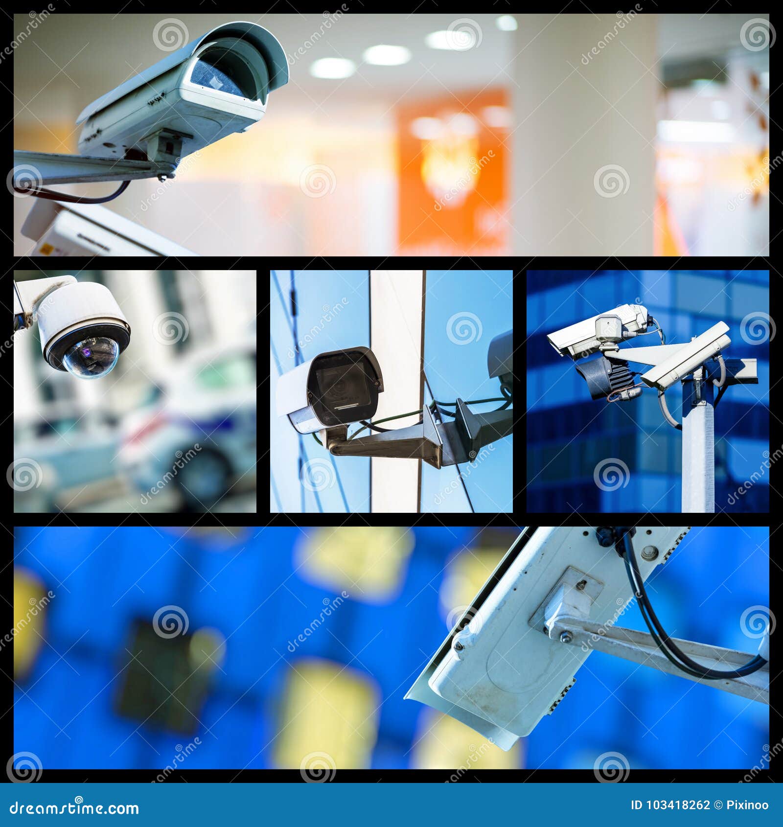 Collage of Closeup Security CCTV Camera or Surveillance System Stock ...