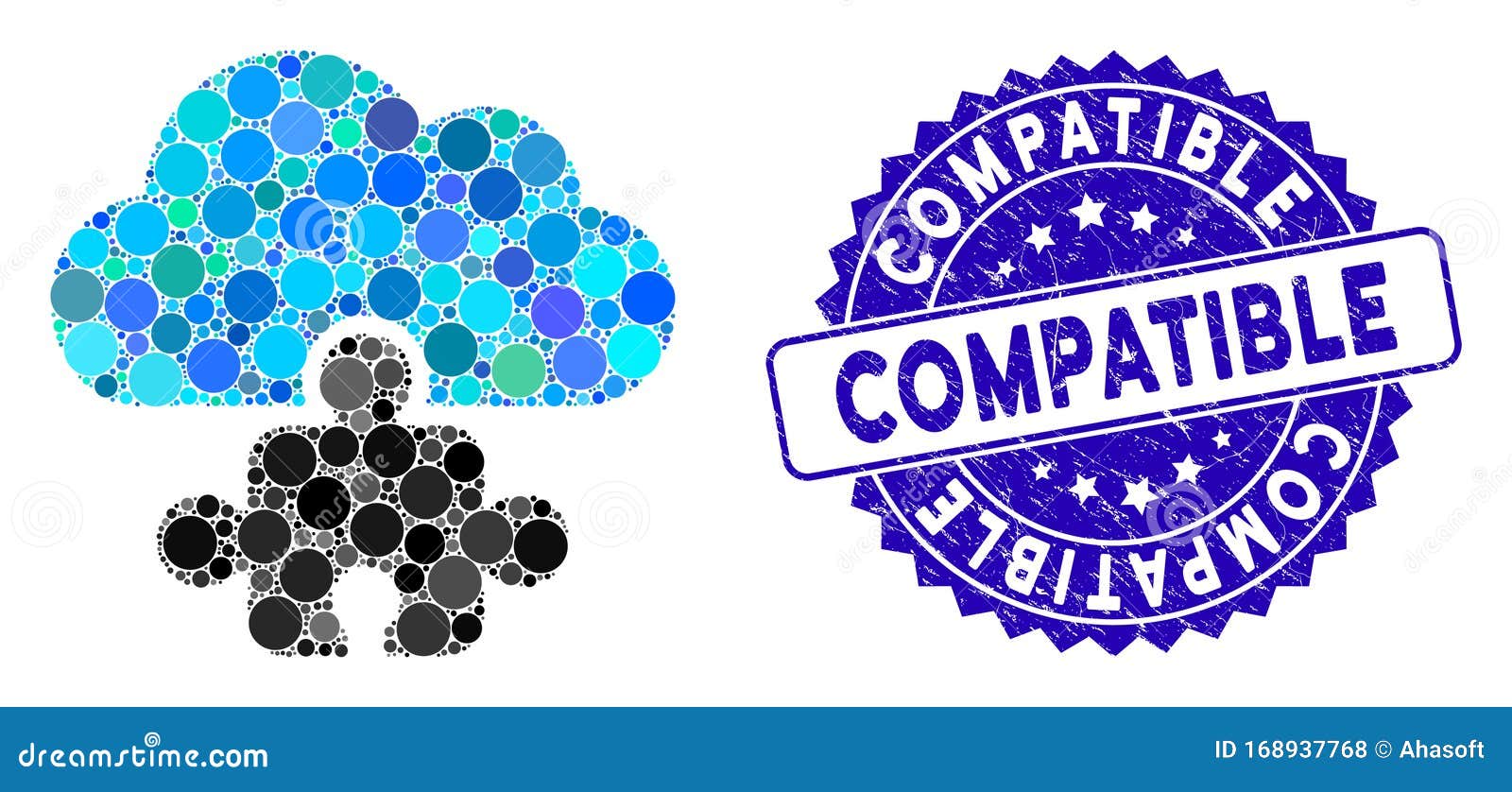 Collage Cloud Component Icon with Scratched Compatible Stamp Stock ...