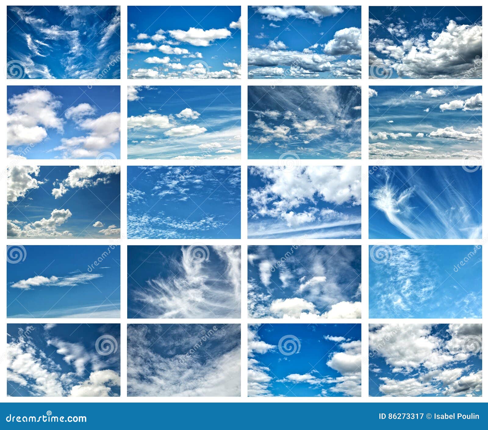 Collage of Clouds in a Blue Sky Stock Image - Image of beautiful ...