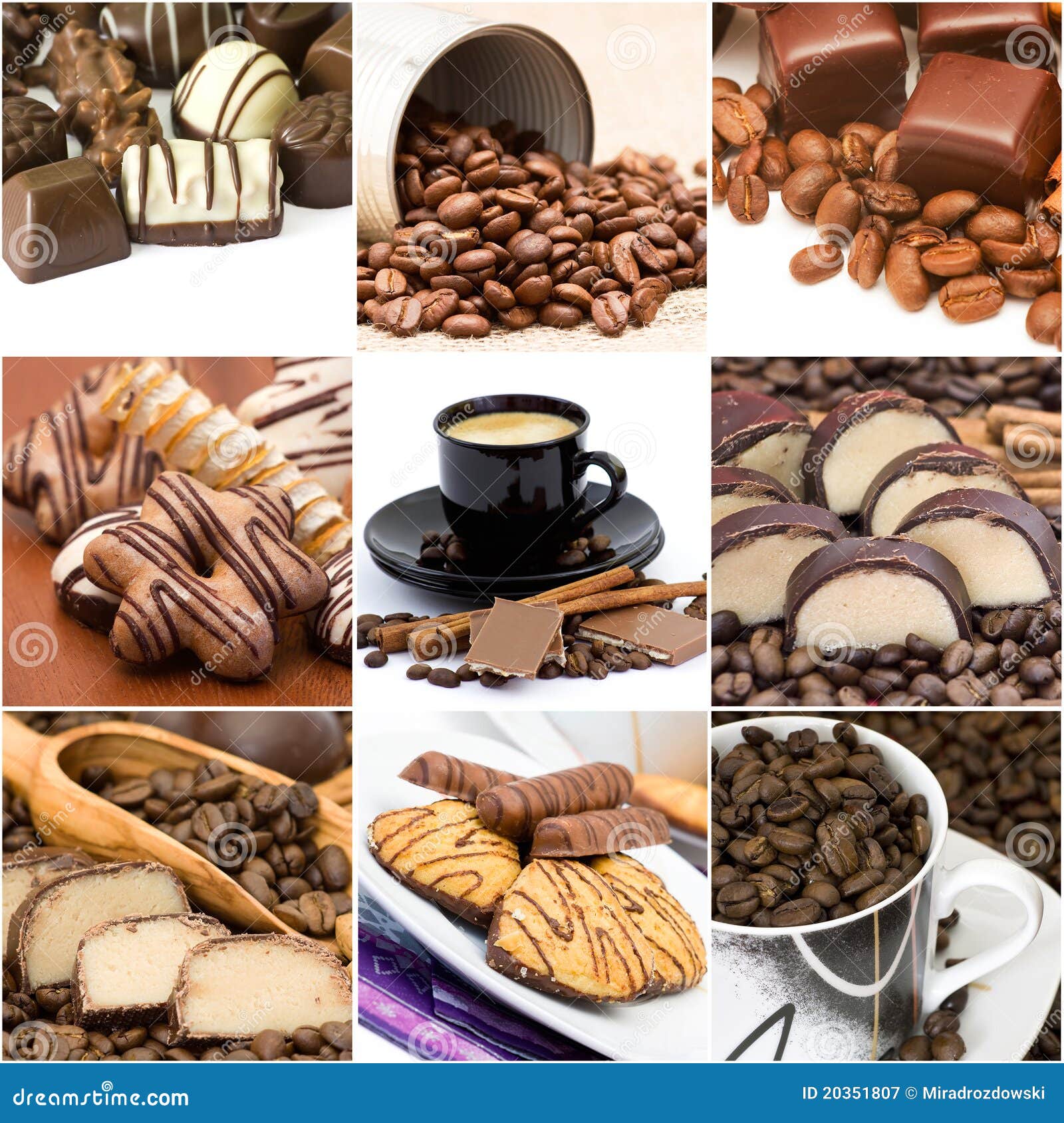 Collage with Coffee, Chocolate and Cookies Stock Image - Image of ...