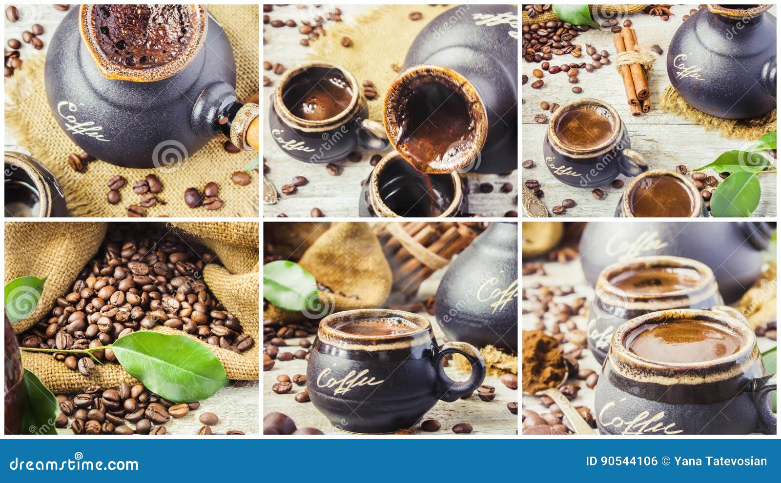 Collage of Coffee. a Lot of Pictures Stock Photo - Image of country ...