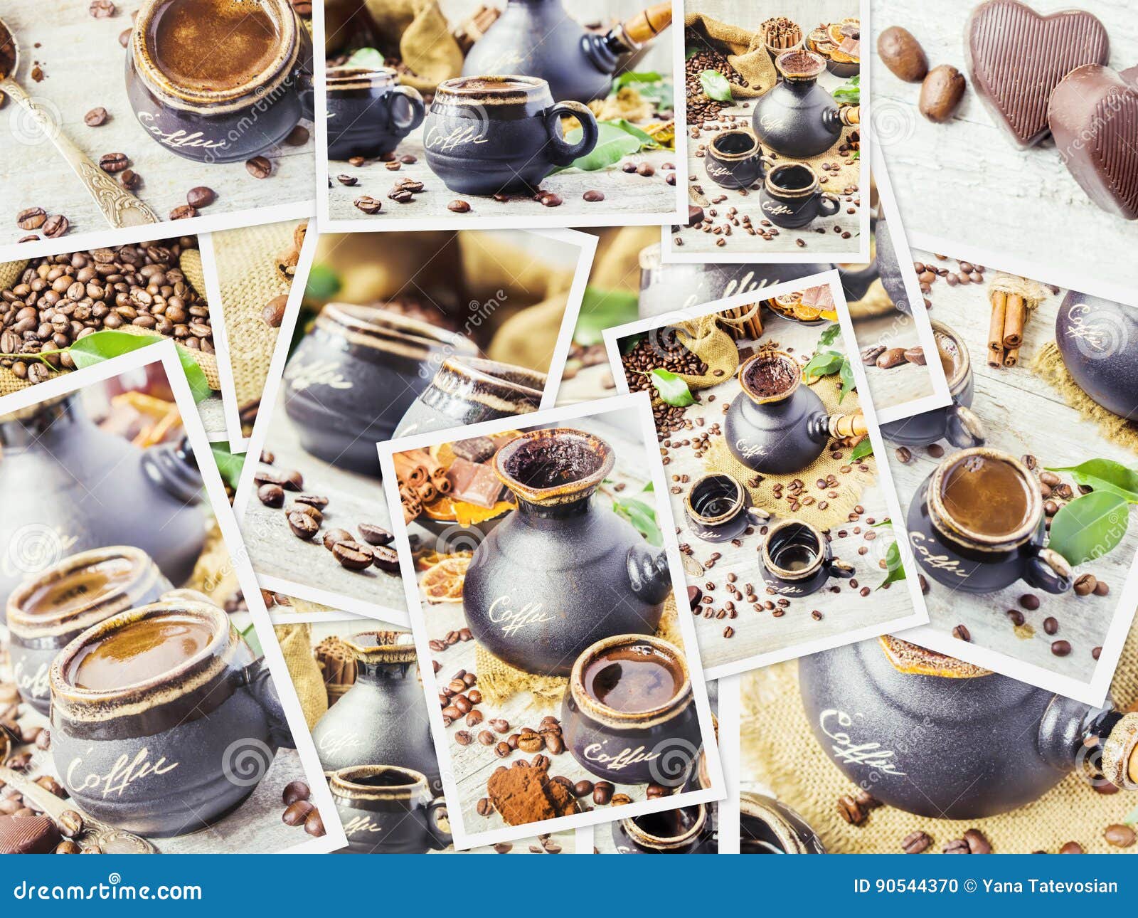 Collage of Coffee. a Lot of Pictures Stock Photo - Image of contrast ...