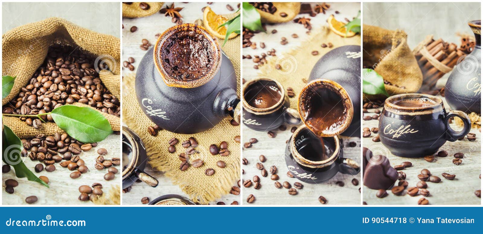 Collage of Coffee. a Lot of Pictures Stock Photo - Image of roasted ...