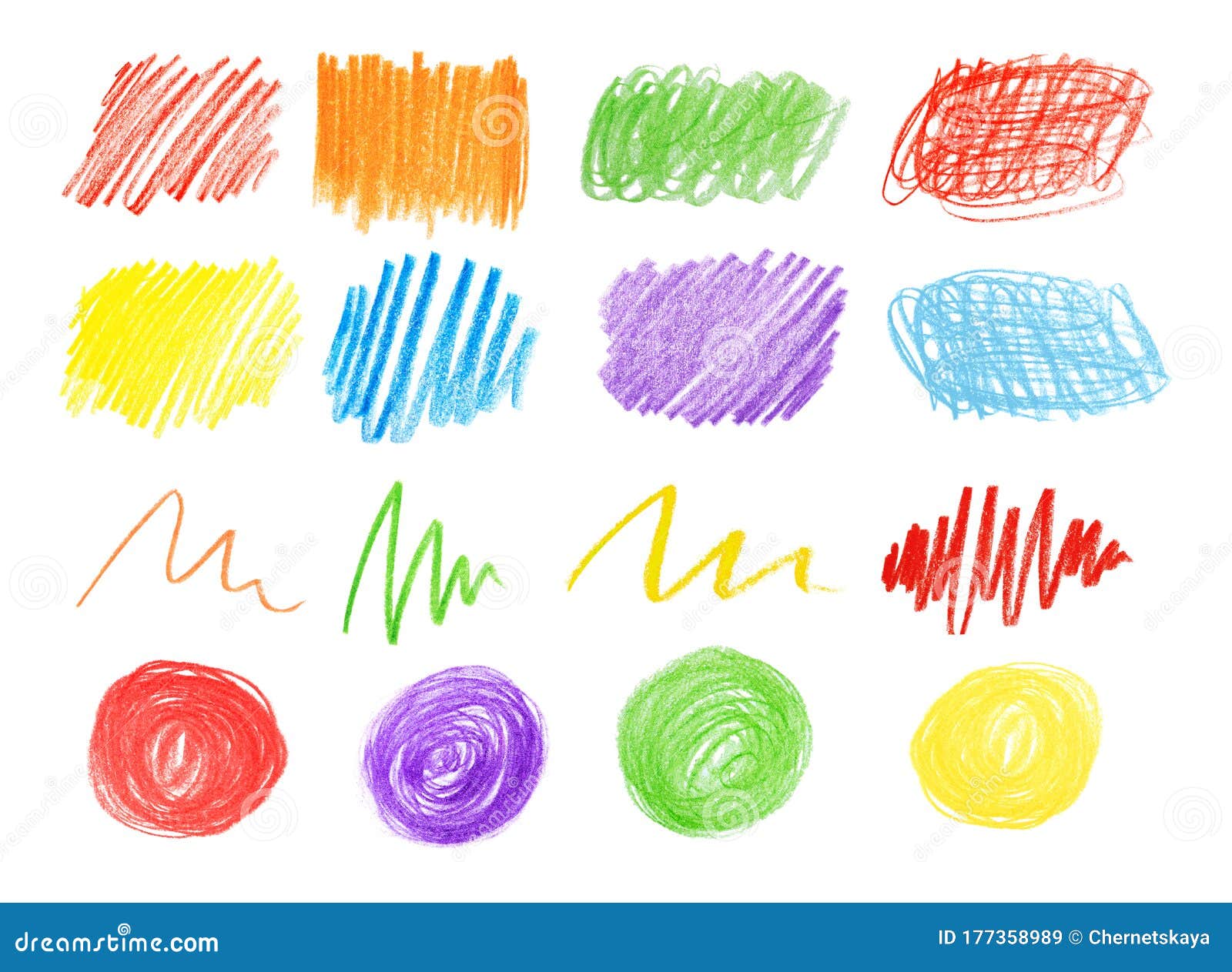 Collage of Color Drawn Pencil Scribbles on Background Stock Image ...