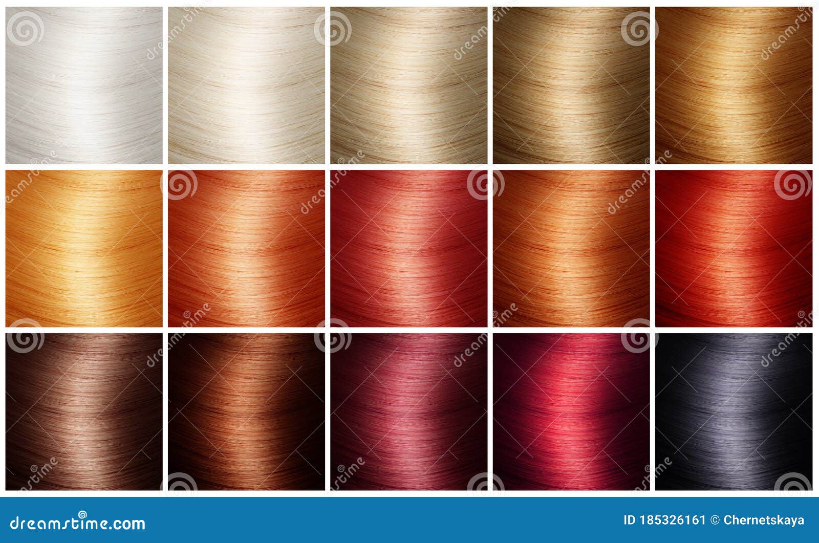 Collage with Color Hair Samples on Background Stock Image - Image of ...