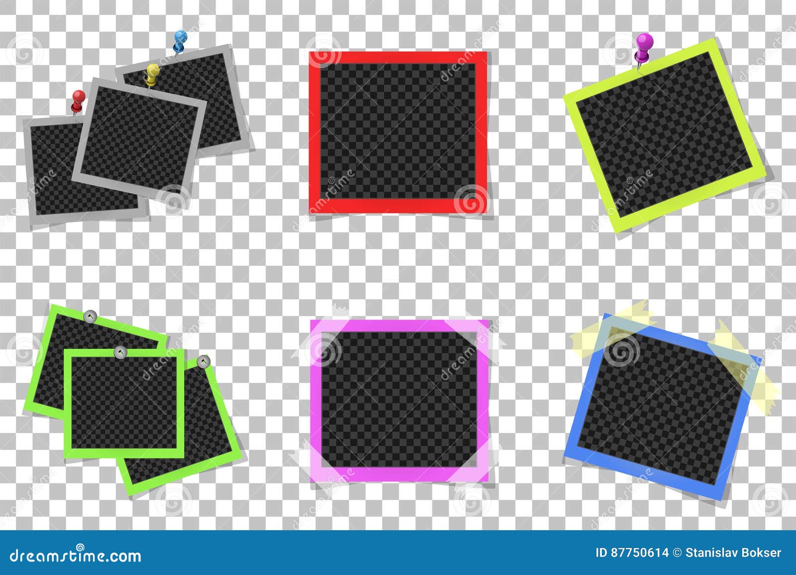 Collage of Colored Photo Frames Isolated Stock Vector - Illustration of ...