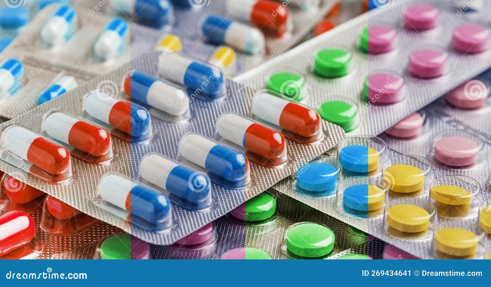 Collage of Colored Pills, Pills and Capsules Stock Image - Image of ...