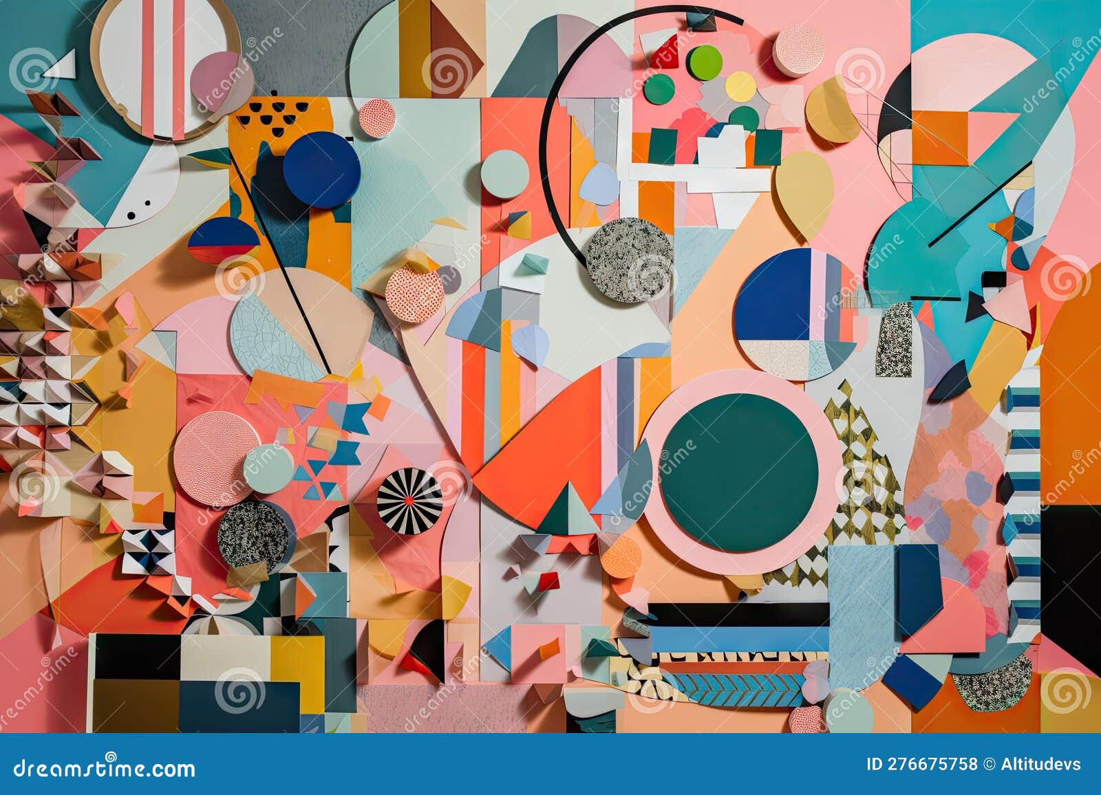 A Collage Of Colorful Cutouts And Geometric Shapes Stock Photography ...