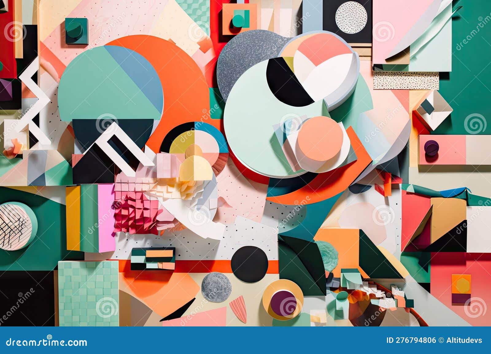 A Collage of Colorful Cutouts and Geometric Shapes Stock Illustration ...