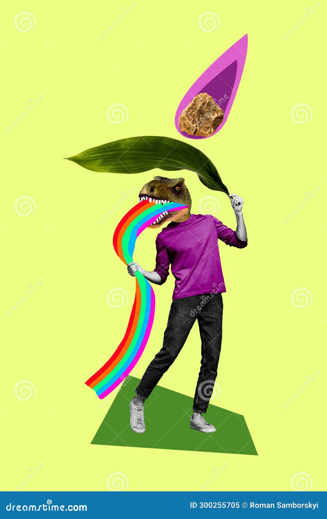 Unusual Weird Collage Of Sad Person With Eyeball Body Lying Crying ...