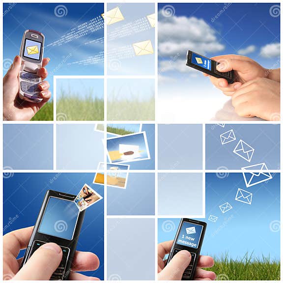 Collage. Communication Concept Stock Photo - Image of cellular, cell ...